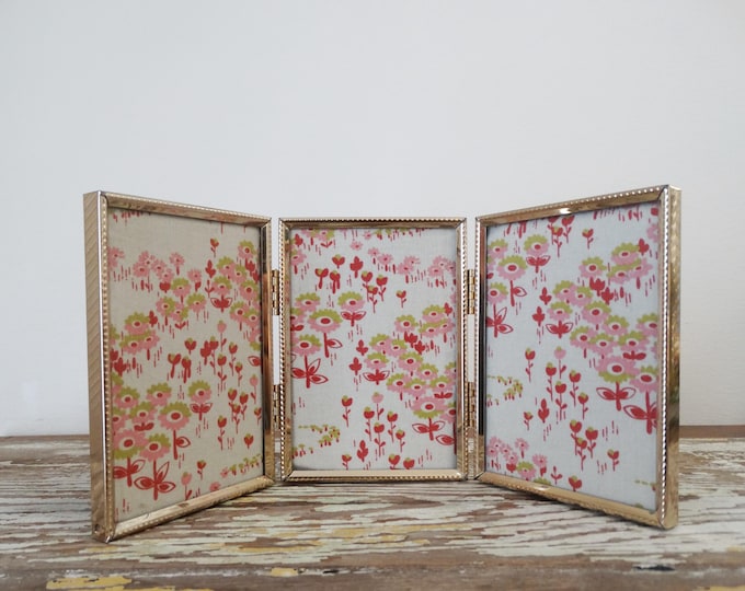 Vintage Gold Triple Three Picture Frame - Three Picture 3 1/2 X 5 Metal ...