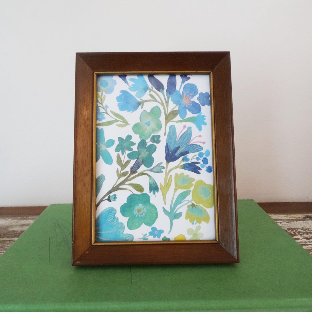 Vintage Dark Warm Wood With Gold Frame - Rectangular MCM Frame - 5 X 7 ...