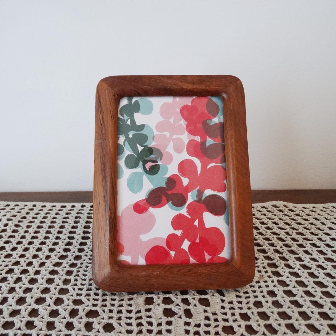 Small Vintage Teak Wood Frame Rectangular MCM Frame 4 X 6 Frame Simple ...