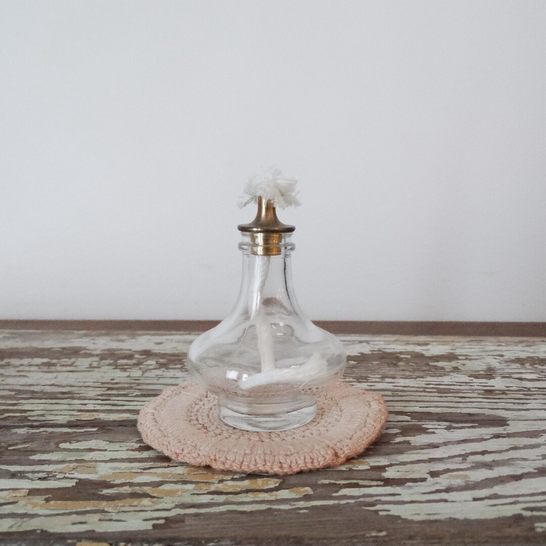 Small Clear Glass Oil Lamp - Miniature Light Brass - Etsy