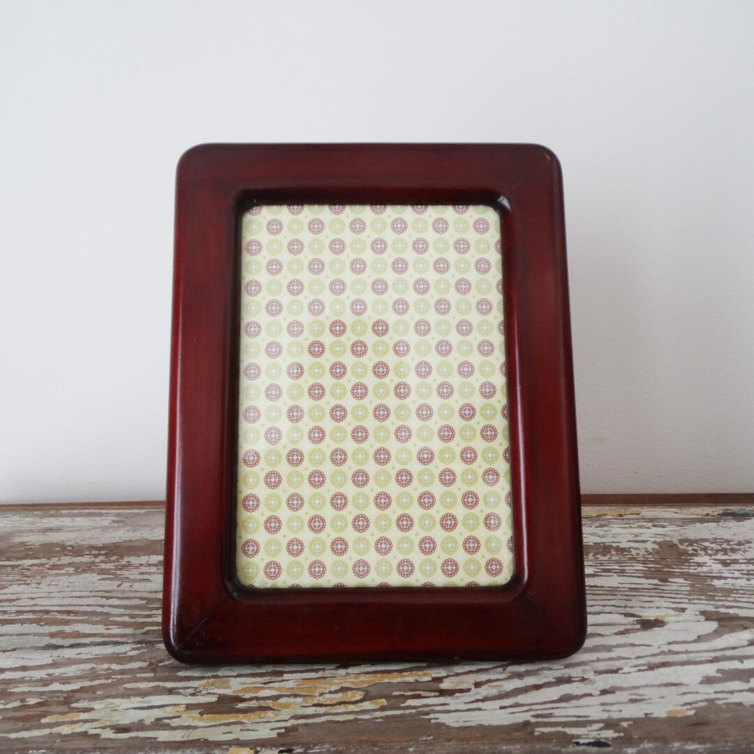 Vintage Dark Cherry Wood Frame - Rectangular MCM Frame - 5 X 7 Teak ...