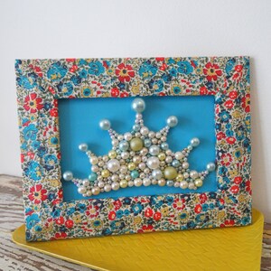 Princess Crown 3d Art Decoupage Frame Liberty of London Picture Beaded ...