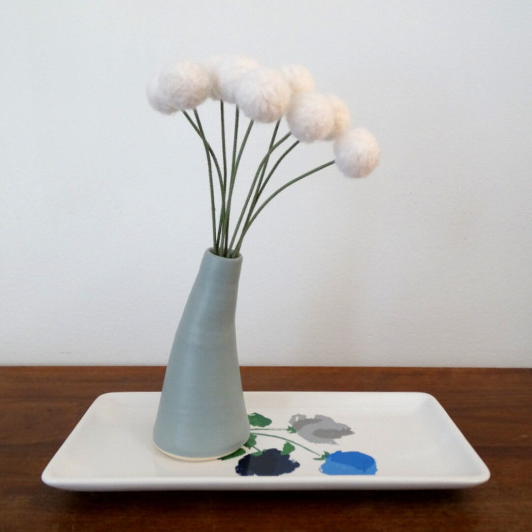 White Pom Pom Flowers Billy Button Bouquet, Billy Balls Faux, Fake ...