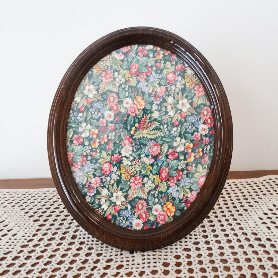 Vintage Oval Wood Frame Gloss Finish Dark Hardwood MCM Frame 8 X 10 ...