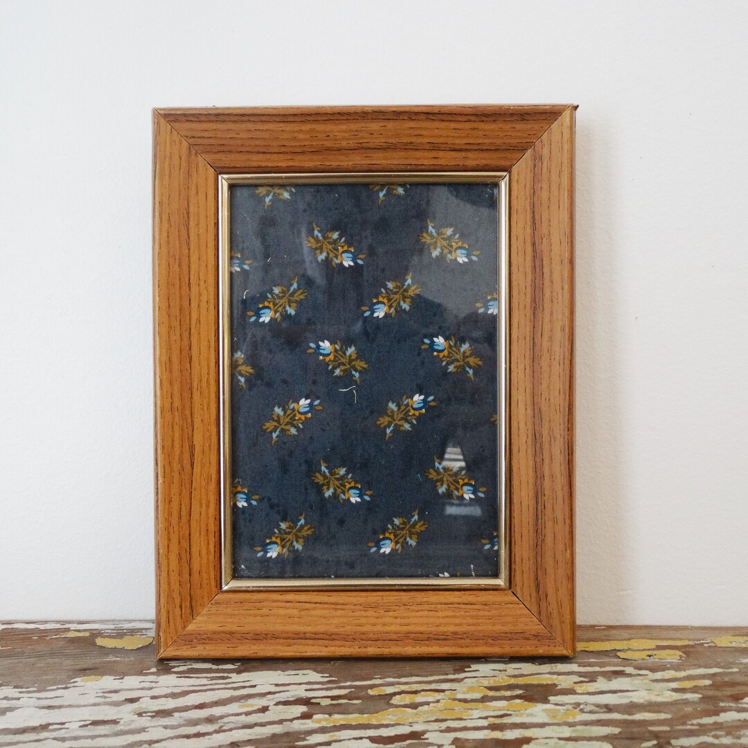 Vintage Wood Veneer With Gold Wall Frame - Rectangular MCM Frame - 5 X ...