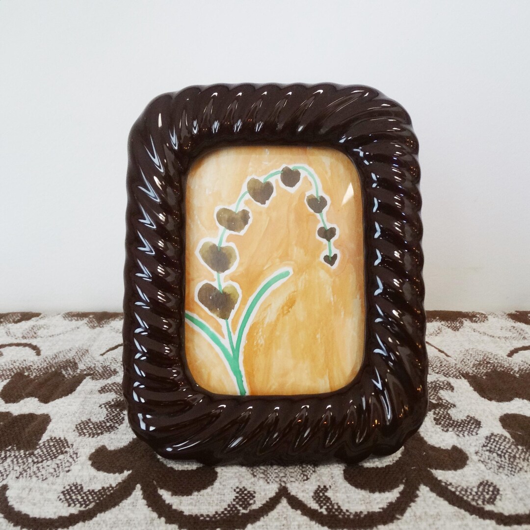 3 1/2 X 5 Dark Brown Ceramic Picture Frame - Japan Pottery Frame - Etsy