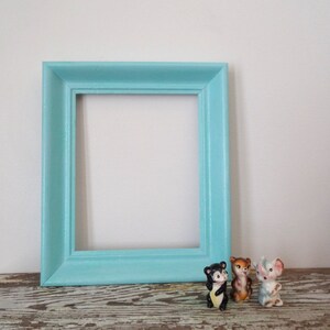 Aqua Blue Picture Frame. Rectangle Wood Frame. Glitter 8 X 10 Empty ...