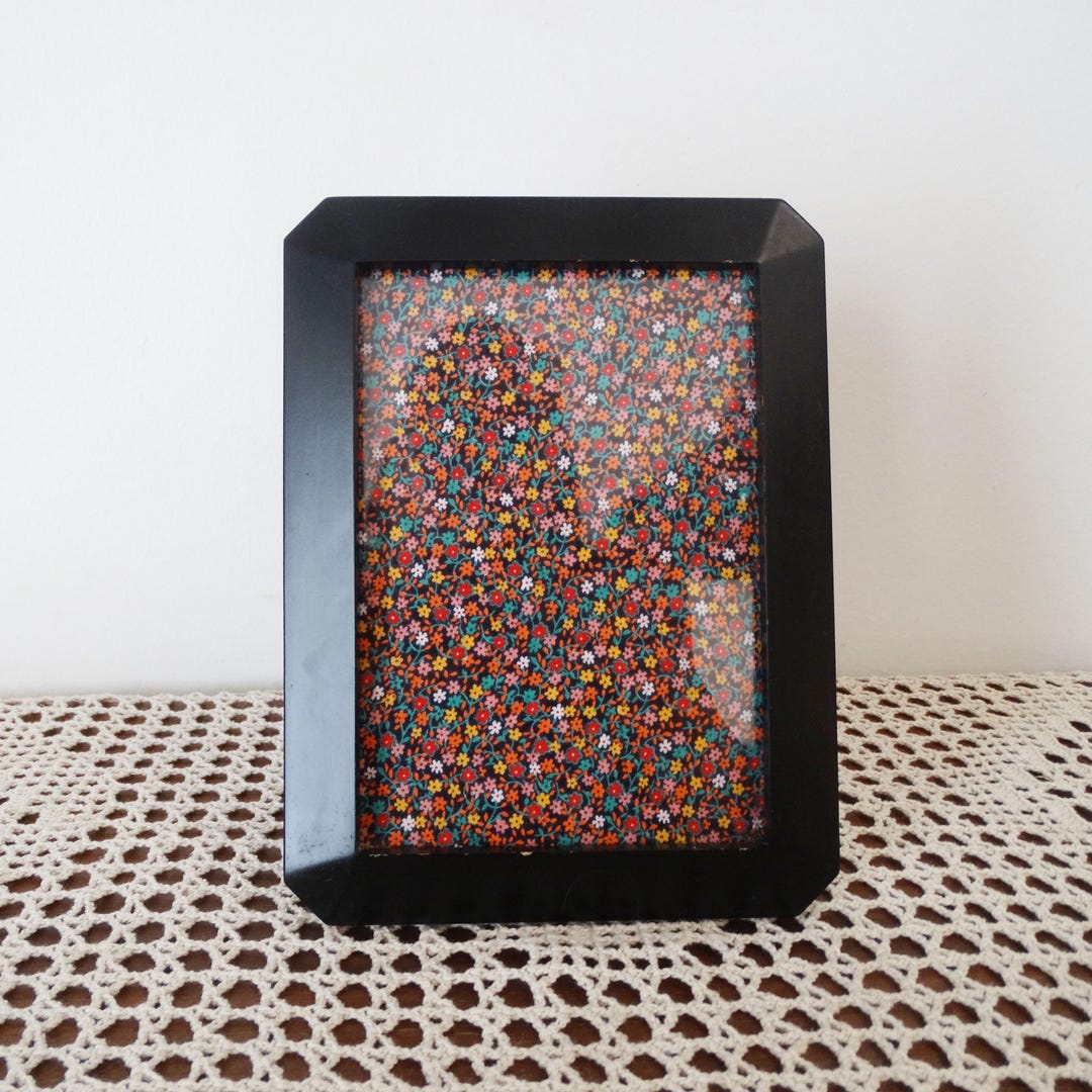 5 X 7 Octagon Black Teak Wood Frame - Rectangular MCM Frame - Simple ...