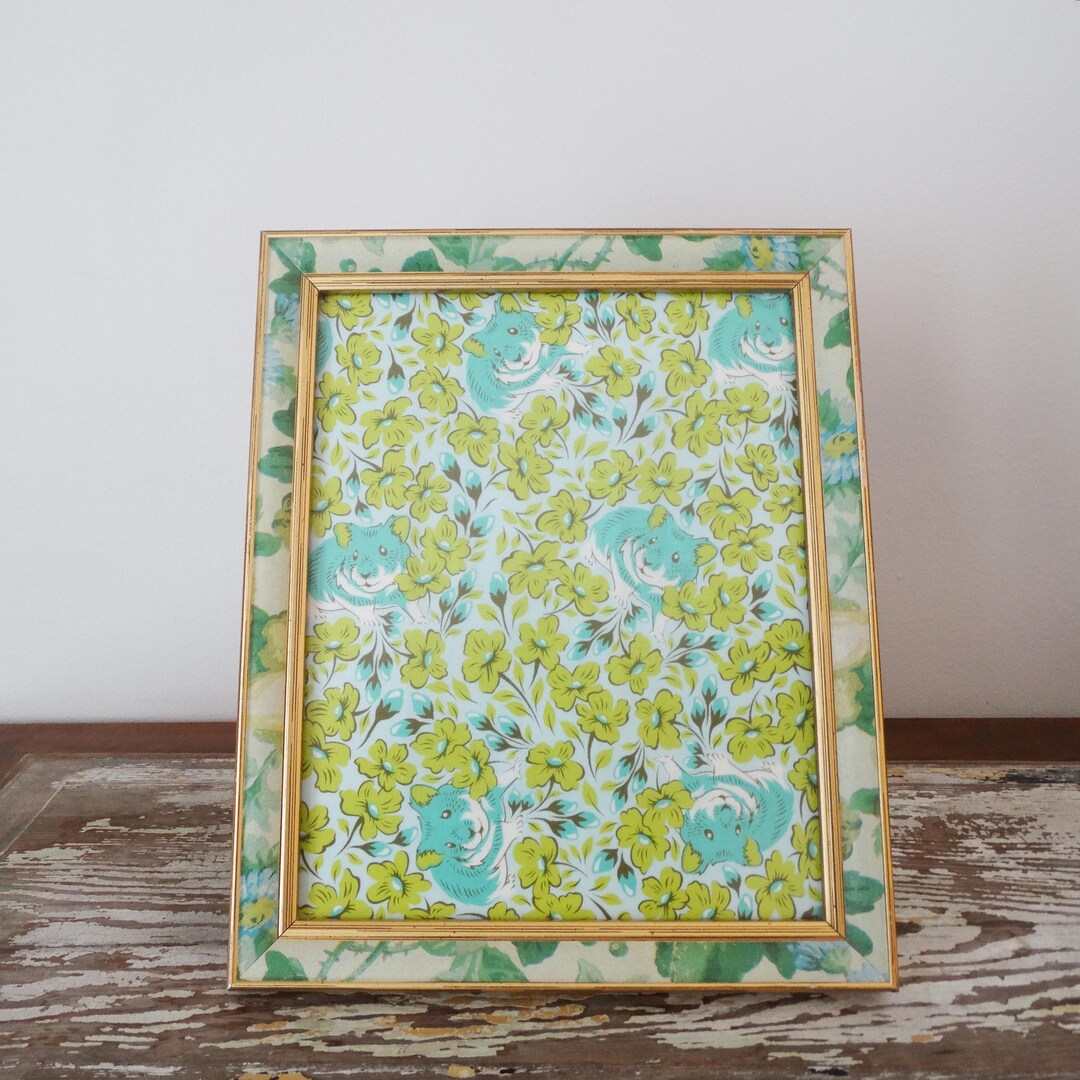8 X 10 Floral Flower Paper Covered Wood Frame Cottagecore 80s Country ...