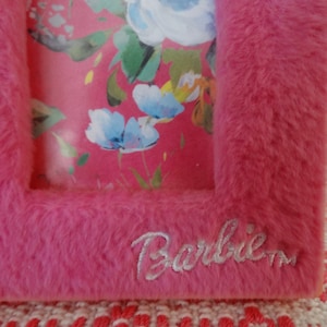 Vintage Pink Barbie Picture Frame - Barbiecore Plastic Faux Fur 2 X 3 ...
