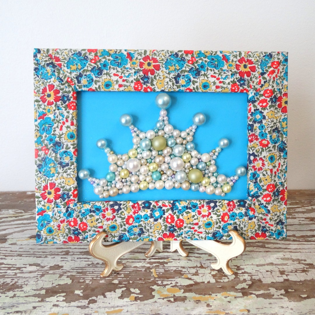 Princess Crown 3d Art Decoupage Frame Liberty of London Picture Beaded ...