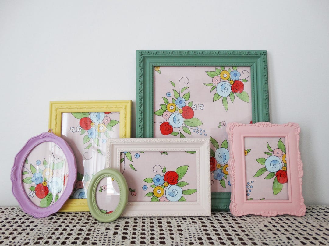Modern Pastel Picture Frame Collection - Soft Green, Yellow, Pink ...