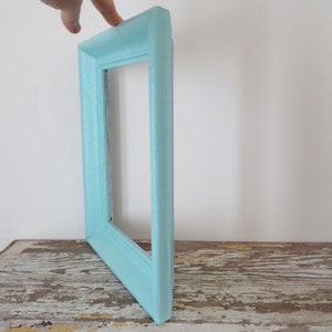Aqua Blue Picture Frame. Rectangle Wood Frame. Glitter 8 X 10 Empty ...