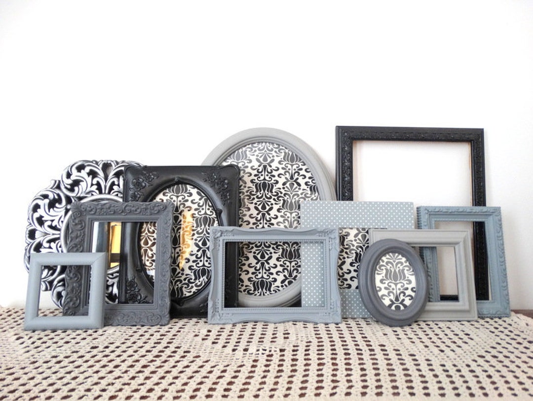 Ornate Grey Gray and Black Picture Frame Grouping - Empty Picture ...