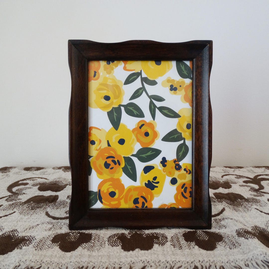 5 X 7 Vintage Curvy Dark Wood Wall Frame - Rectangular, MCM Frame ...