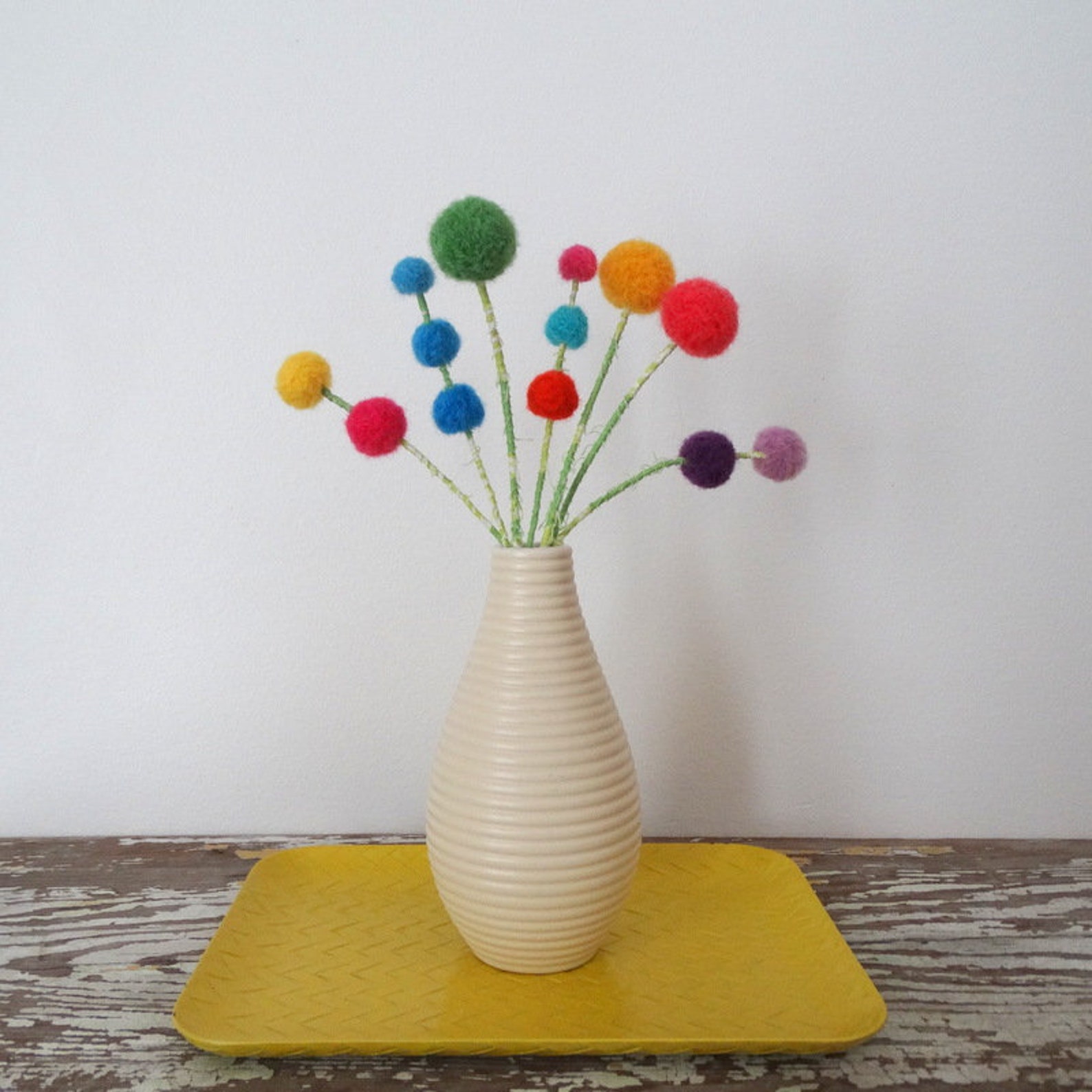 Multi-colored Pom Pom Flower Bouquet Rainbow Pompoms - Etsy