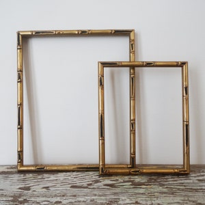 Pair Two Vintage Gold Bamboo Look Open Wood Frames - No Glass 7 X 9, 10 ...
