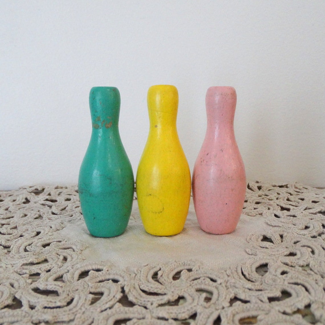 Vintage Wood Toy Bowling Pins Painted Bowling Pins Photo | Etsy