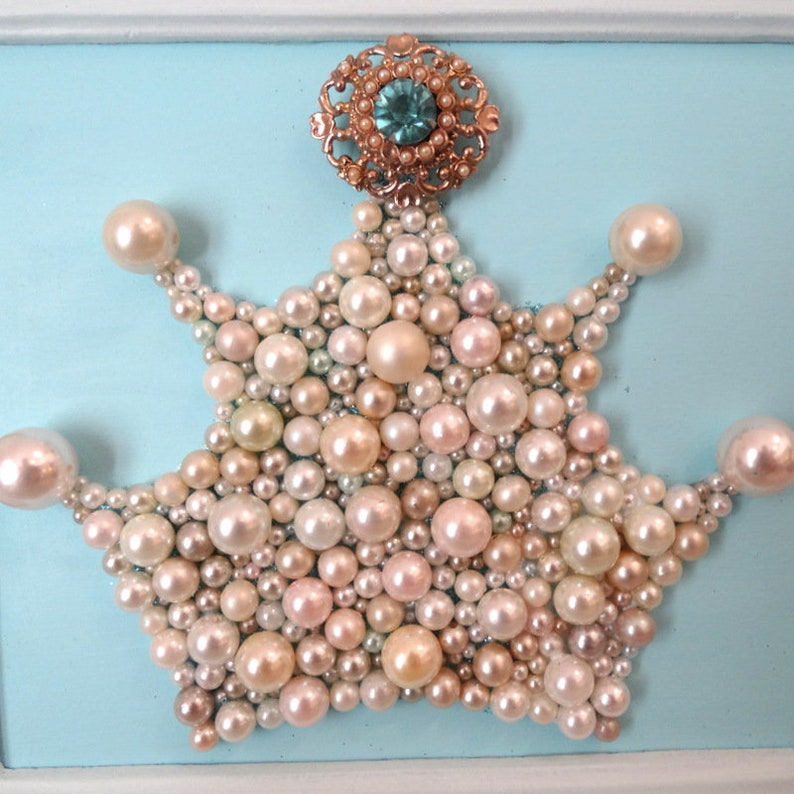 Pearl Crown Princess Crown Mosaic Nursery Art Turquoise | Etsy Canada