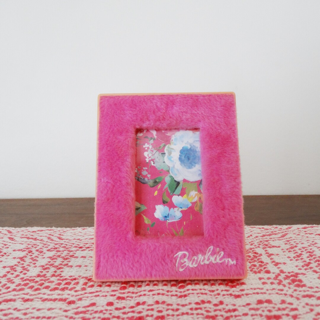 Vintage Pink Barbie Picture Frame - Barbiecore Plastic Faux Fur 2 X 3 ...