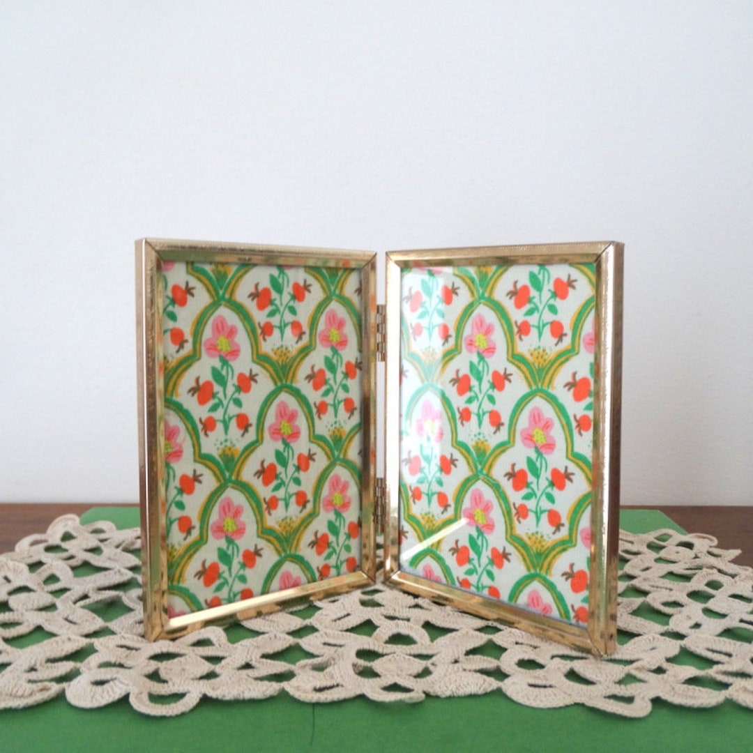 3 1/2 X 5 Inch Vintage Small Gold Metal Folding Picture Frame ...
