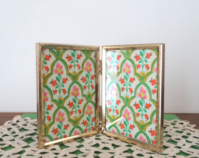 3 1/2 X 5 Inch Vintage Small Gold Metal Folding Picture Frame ...