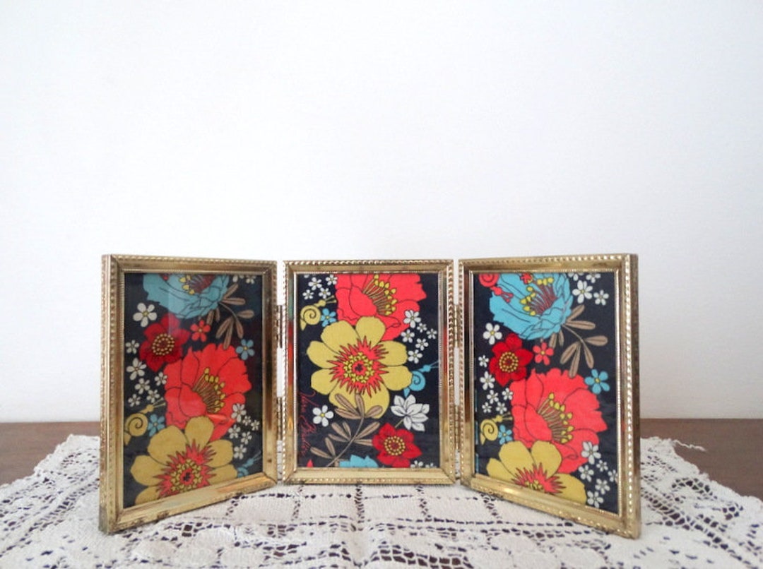 vintage-small-gold-triple-three-picture-frame-three-picture-etsy