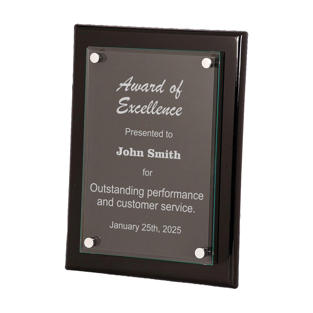 Personalized Award Plaque, Customizable Engraved 8x10 Floating Glass ...