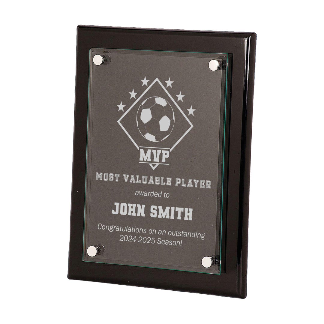 Personalized Soccer MVP Award Plaque, Engraved Floating Glass - Etsy