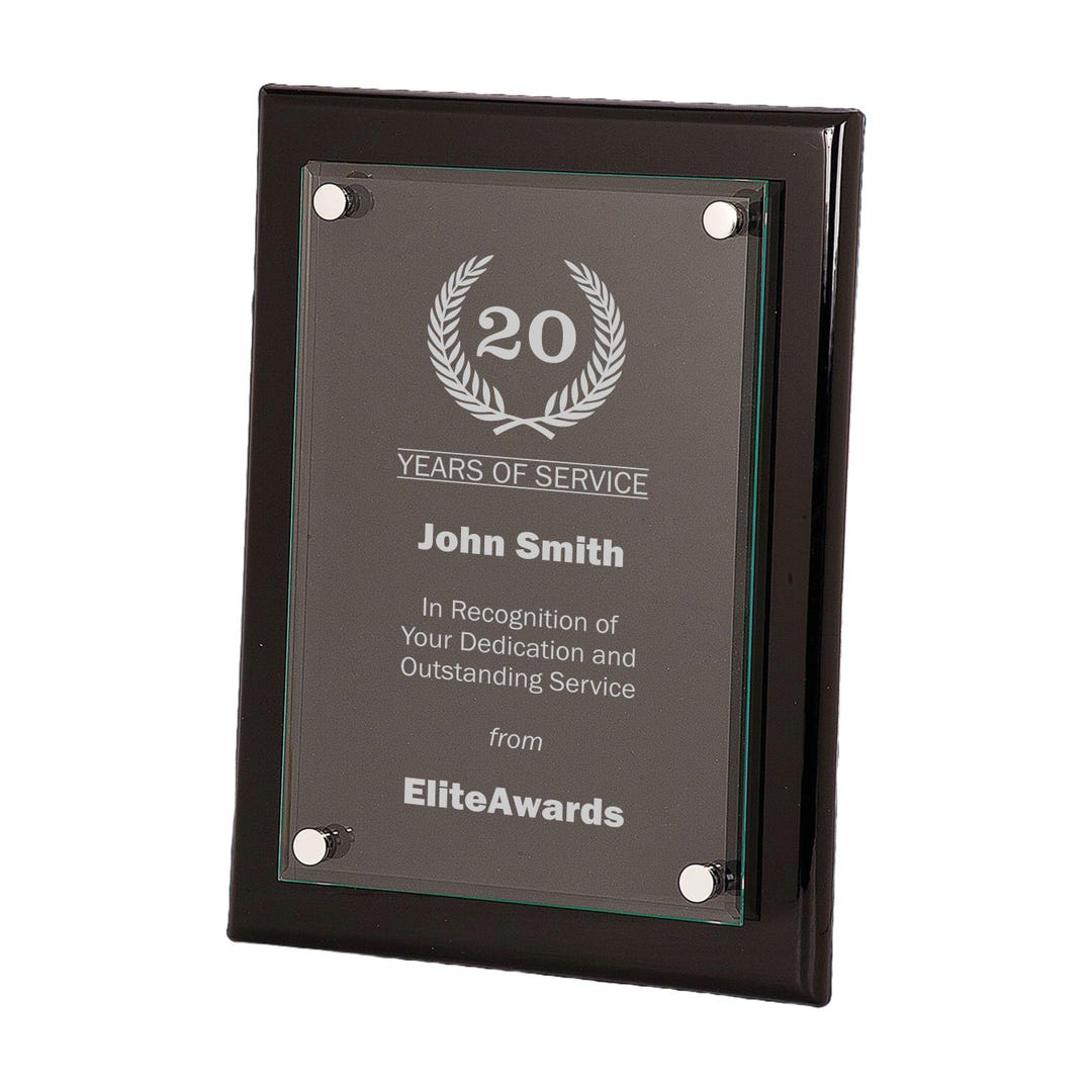 Personalized Years of Service Award, Engraved Floating Glass Plaque - Etsy