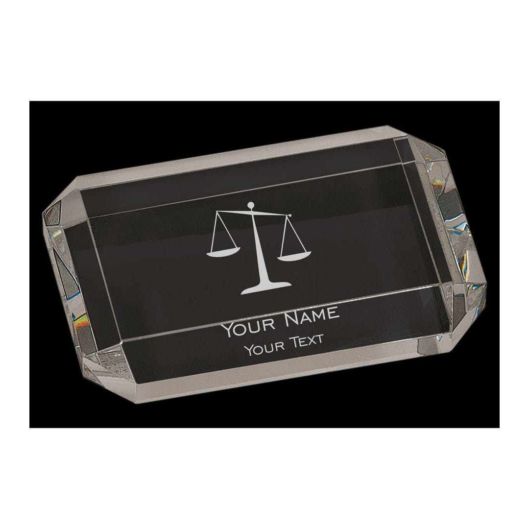 Crystal Paperweight for Lawyer Attorney, Personalized Scales of Justice ...