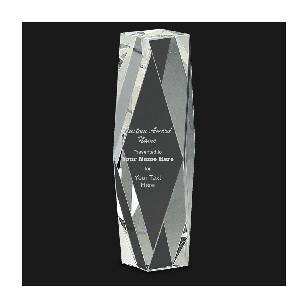 Faceted Crystal Tower Trophy, Fully Personalizable Business Award for ...
