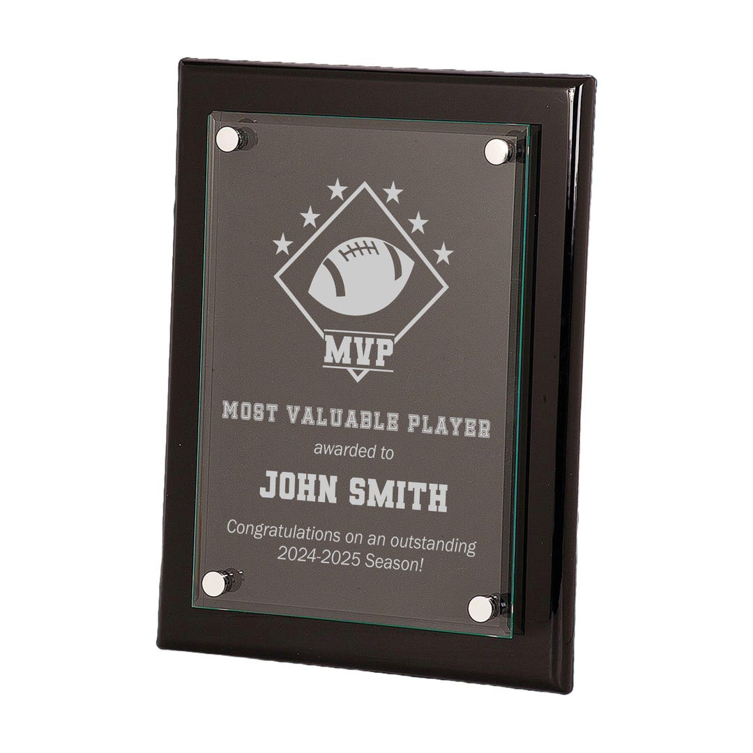 Personalized Football MVP Award Plaque, Engraved Floating Glass - Etsy