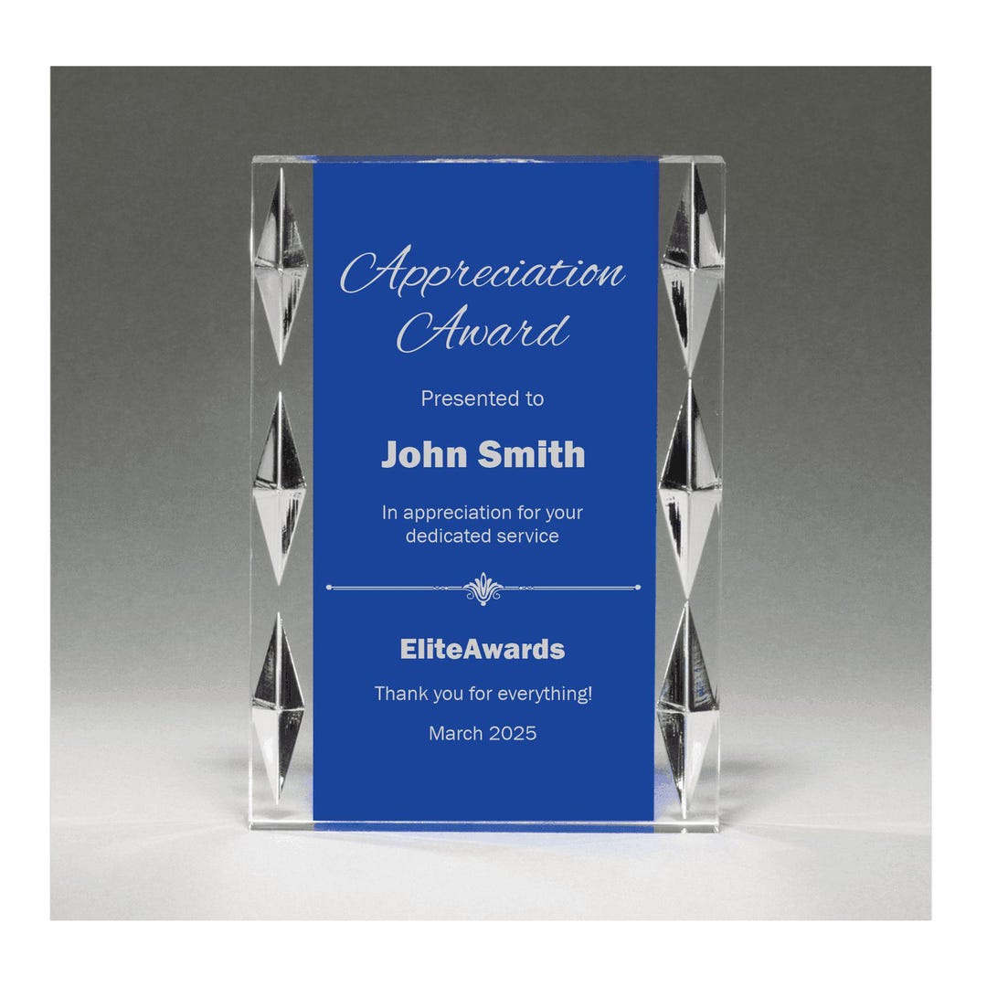 Custom Appreciation Award With Personalized Text Engraved Solid Acrylic ...