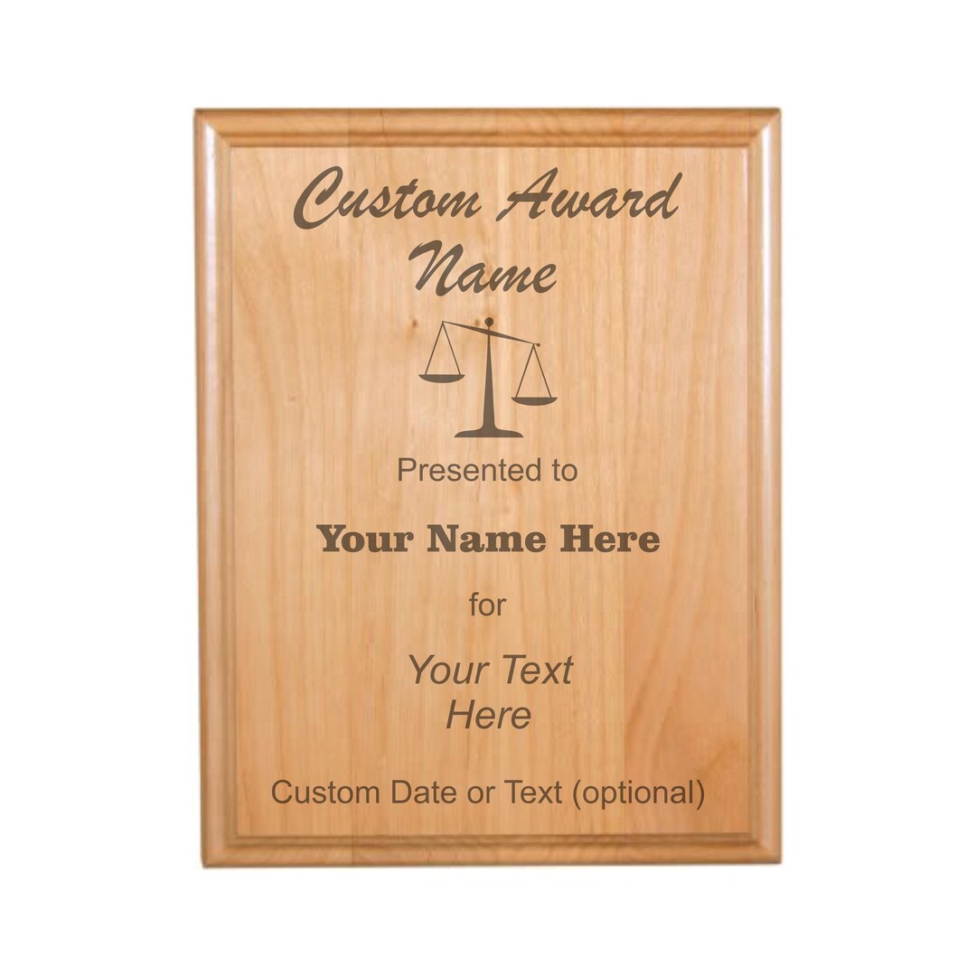 Personalized Award Plaque Attorney Lawyer Scales of Justice Custom ...