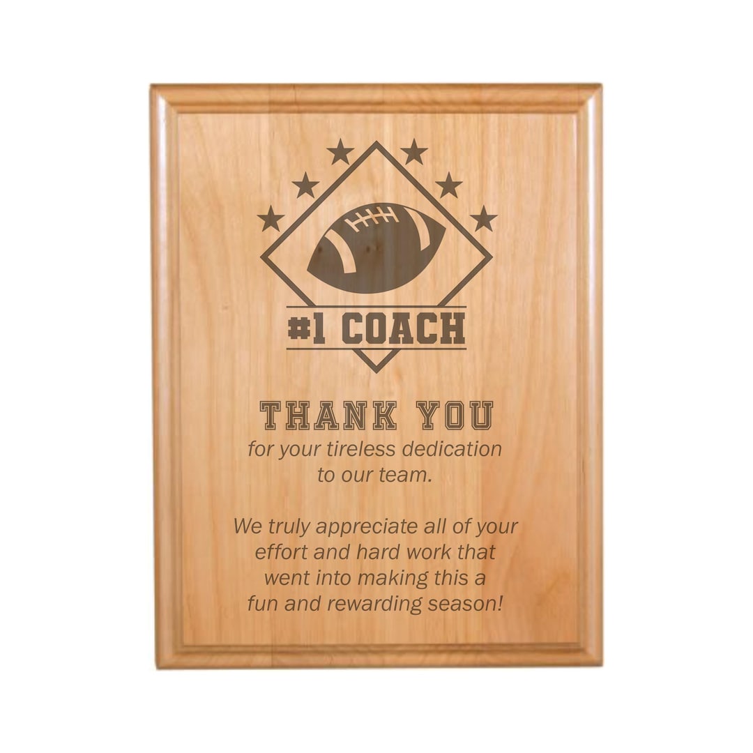 Sports Award Plaques for Football Coach Thank You Engraved Natural Wood ...