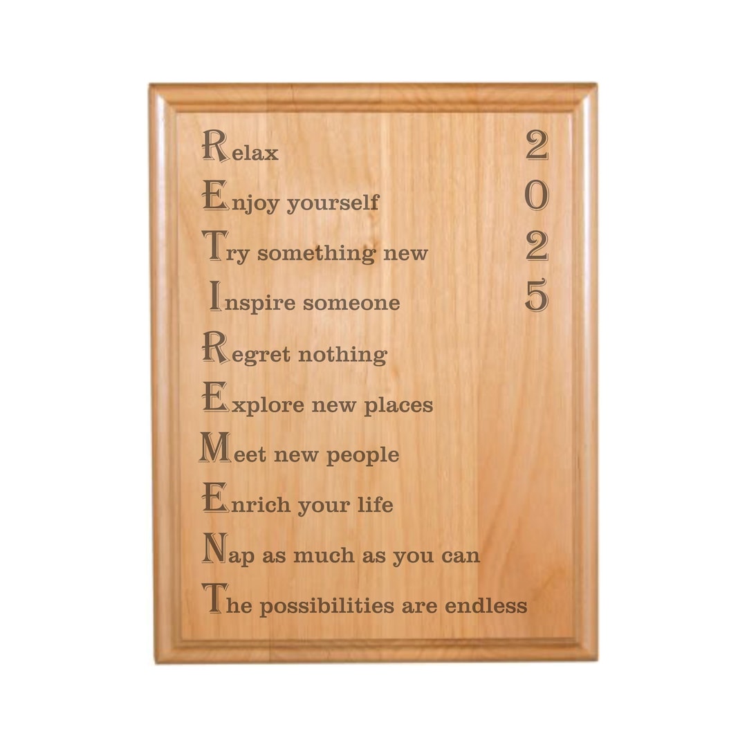 Retirement Plaque 2025 Retirement Message Engraved Natural Wood Plaque ...