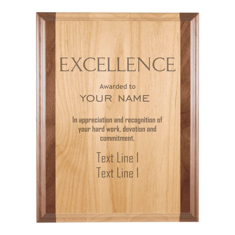 Personalized Excellence Award Customizable Engraved Natural Wood ...