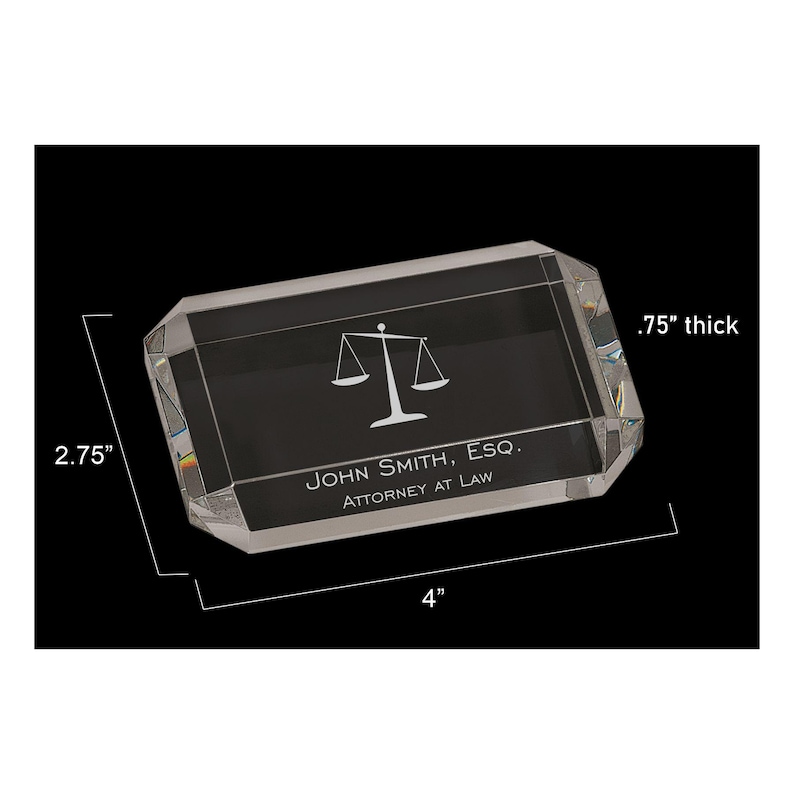 Crystal Paperweight for Lawyer Attorney, Personalized Scales of Justice ...