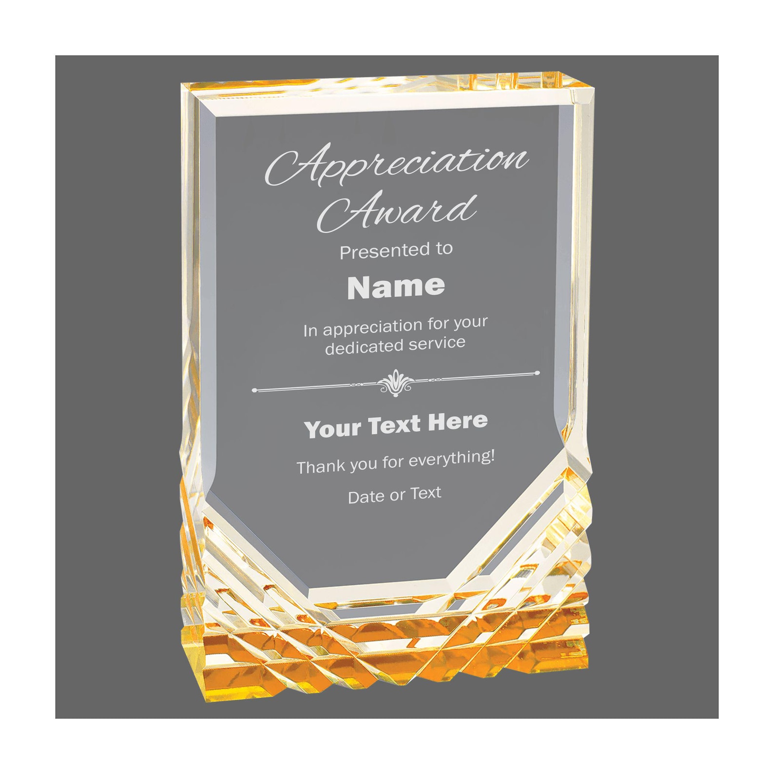 Personalized Appreciation Award for Employees With Custom Text Engraved ...