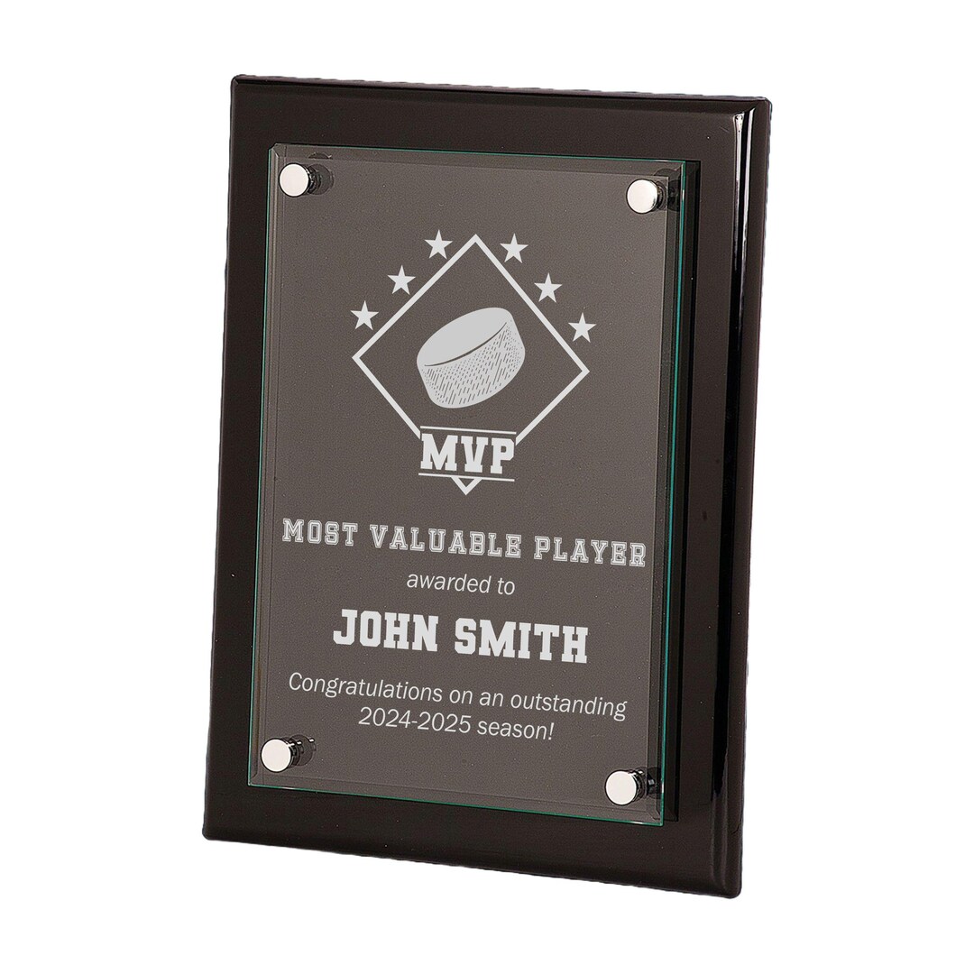 Custom Hockey MVP Award, Engraved Glass Plaque (8x10) - Etsy