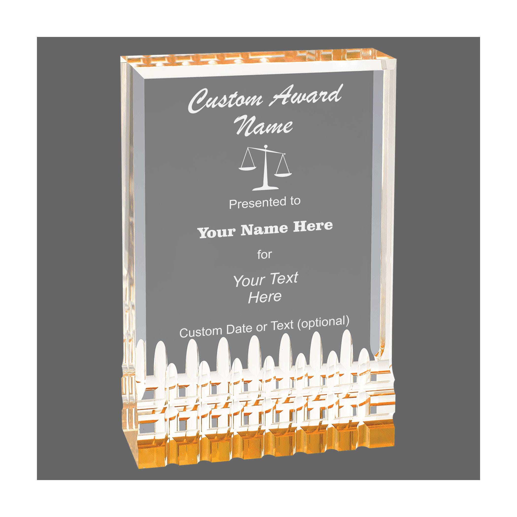 Personalized Lawyer Award, Scales of Justice, Engraved Acrylic Trophy ...