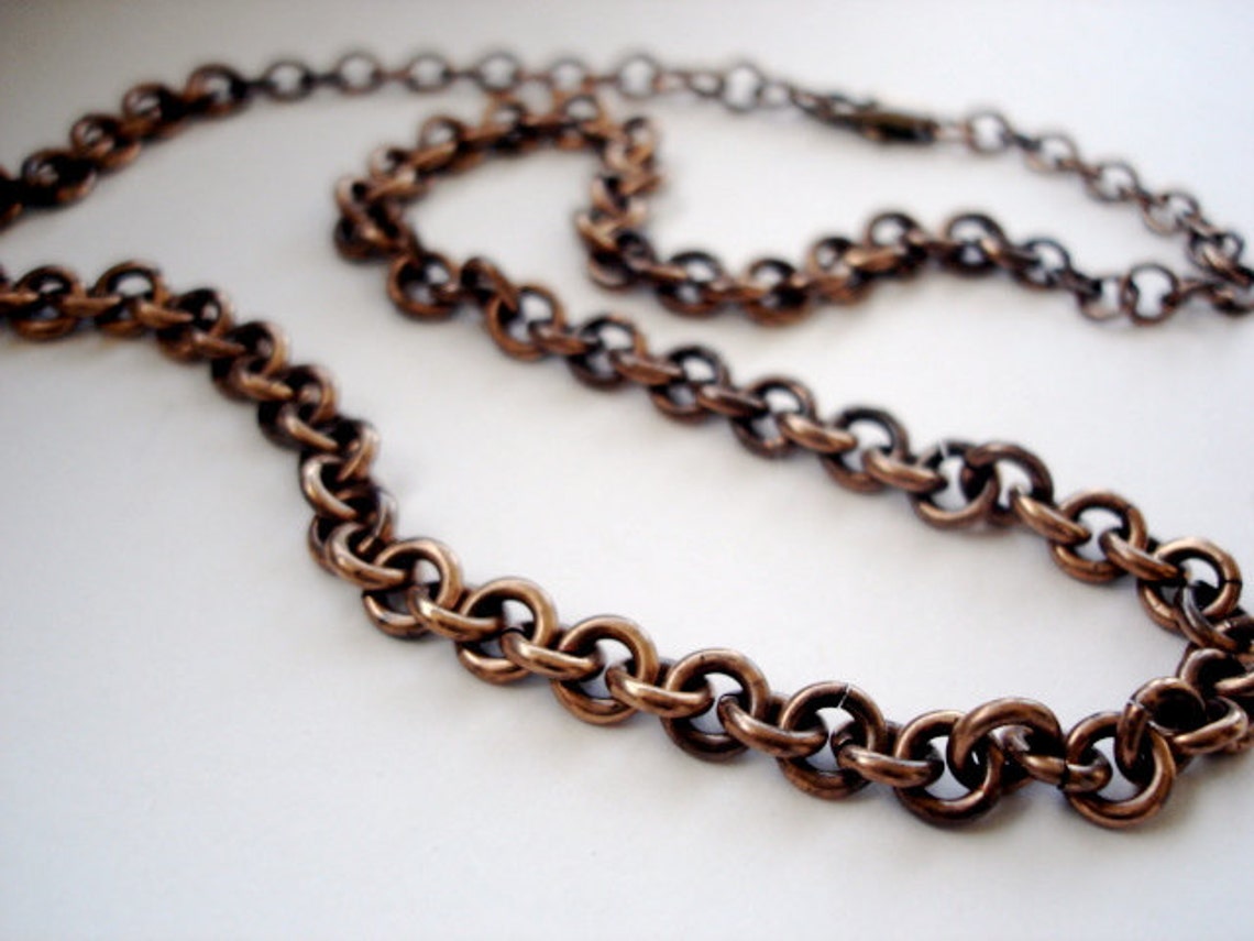 Bronze Chain Necklace, Chunky Bronze Chain, Oxidized Bronze Chain ...
