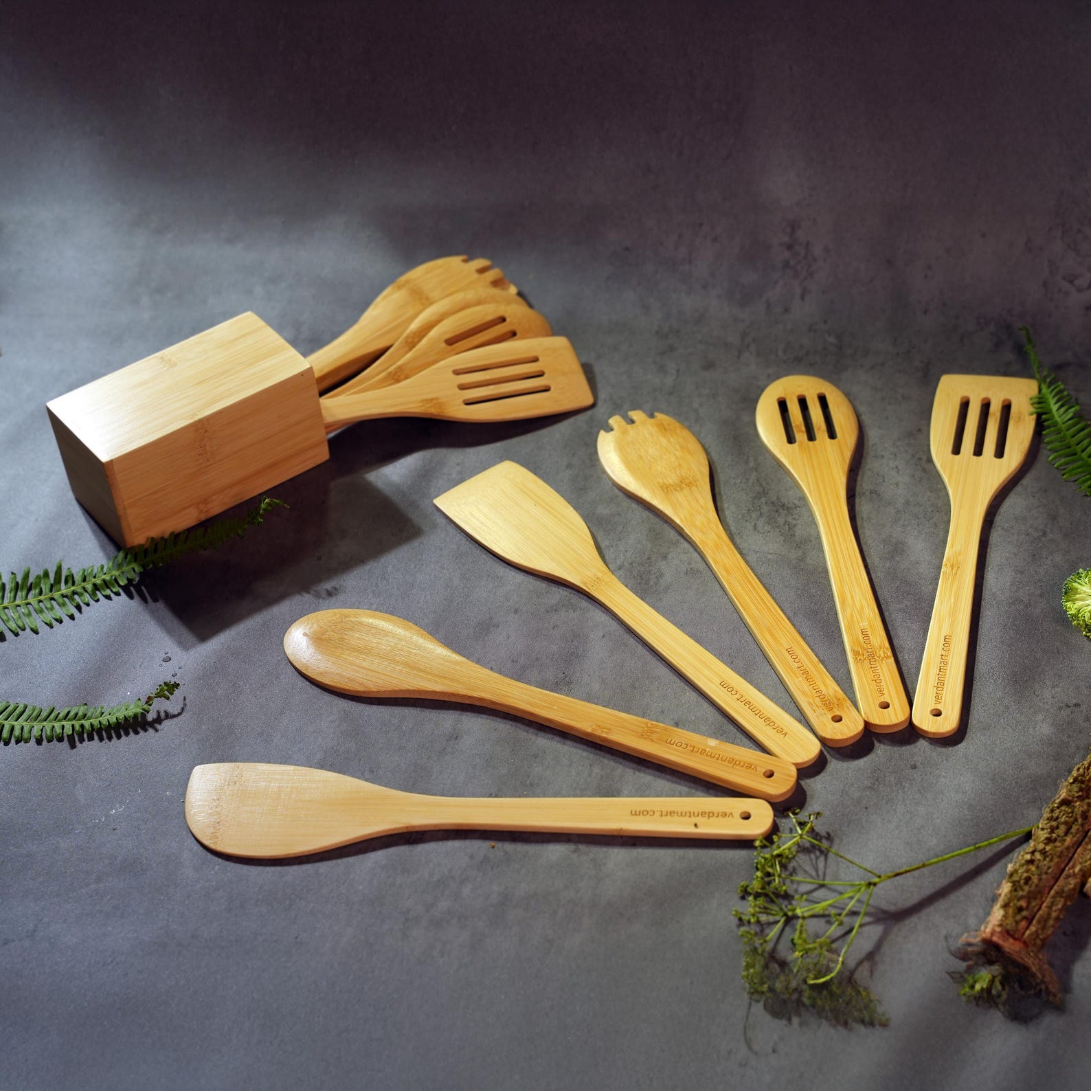 Bamboo Kitchen Utensil Set, 6 Tools & Holder – Unique Housewarming ...