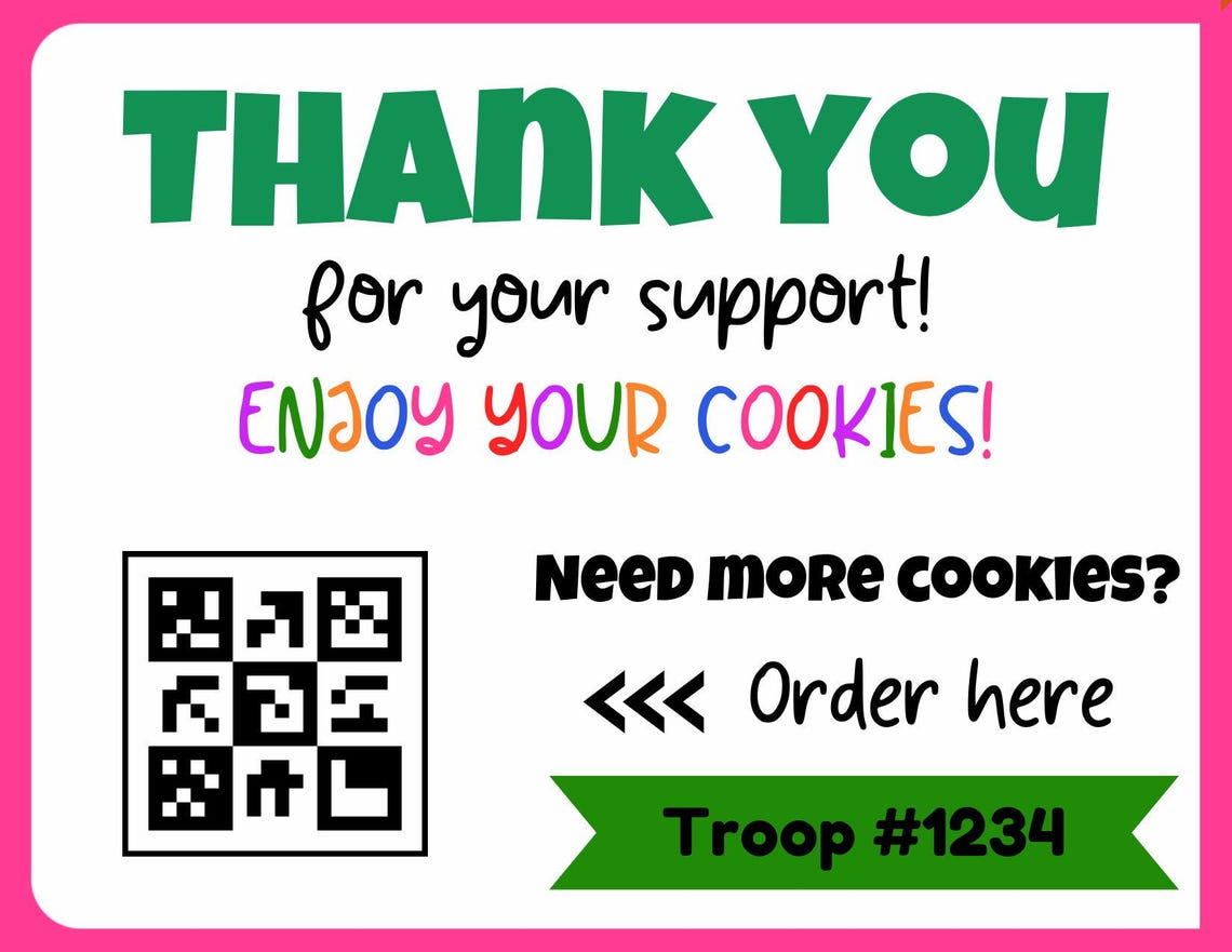 Girl Scout Cookie Thank You Card Template | Editable Canva Template ...