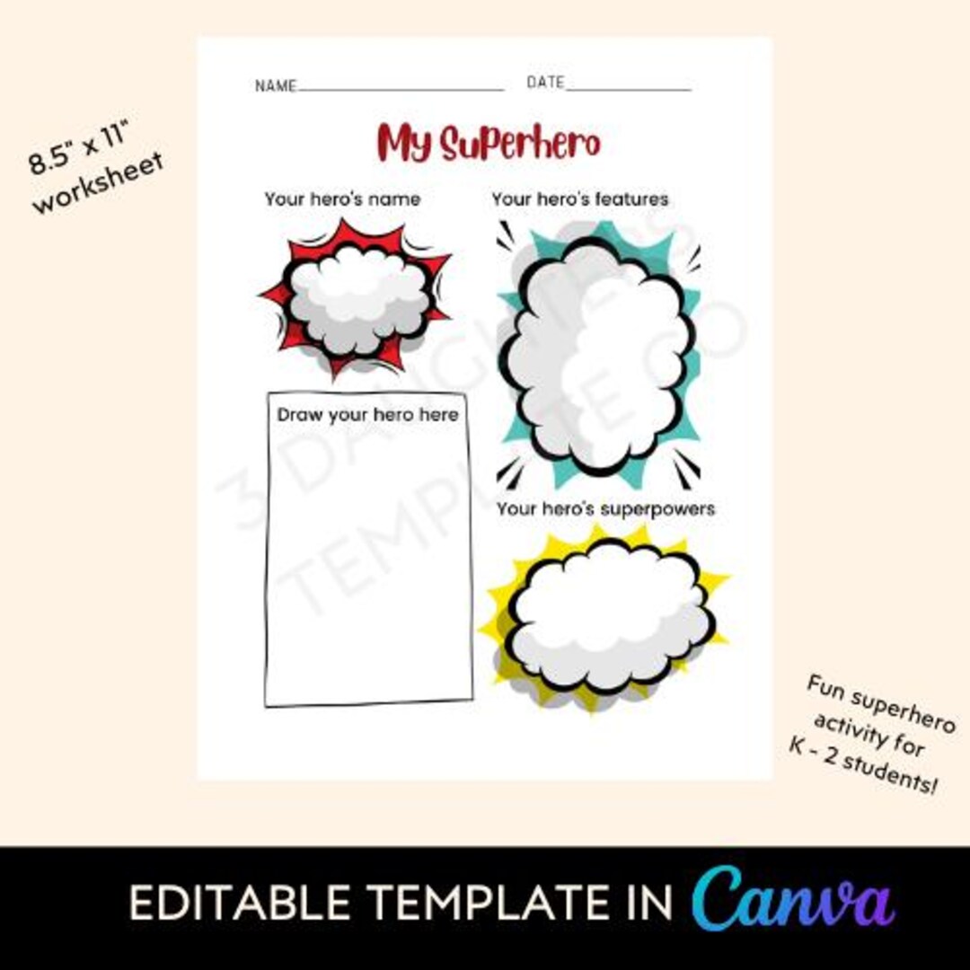 Create Your Own Superhero Writing Activity I Digital Download Superhero ...