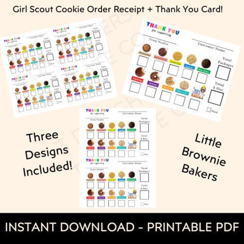 LBB Girl Scout Cookie Order Receipt & Thank You (printable Instant ...