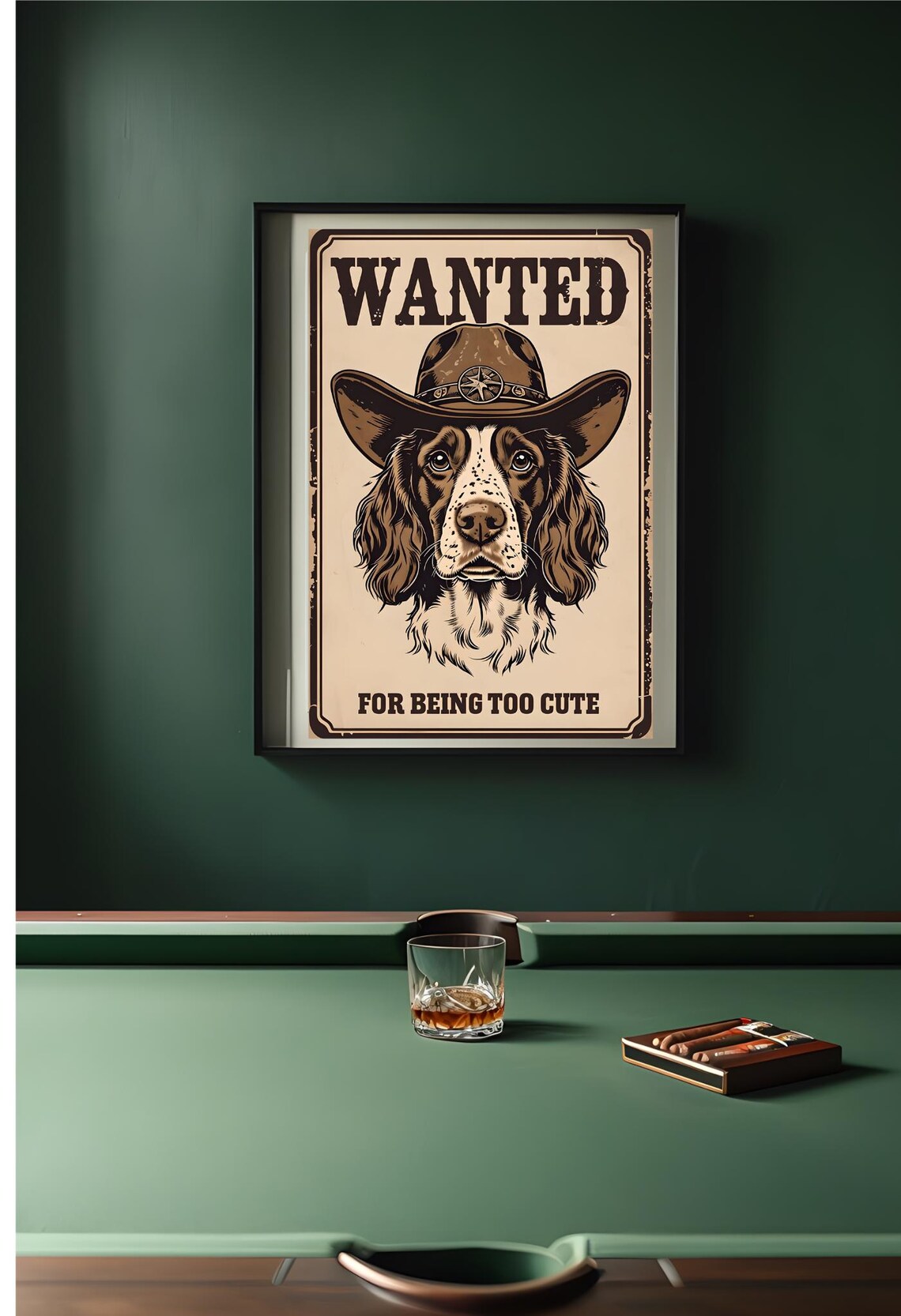 Wanted Poster Dog Wall Art – Funny Western Spaniel Print – Instant ...
