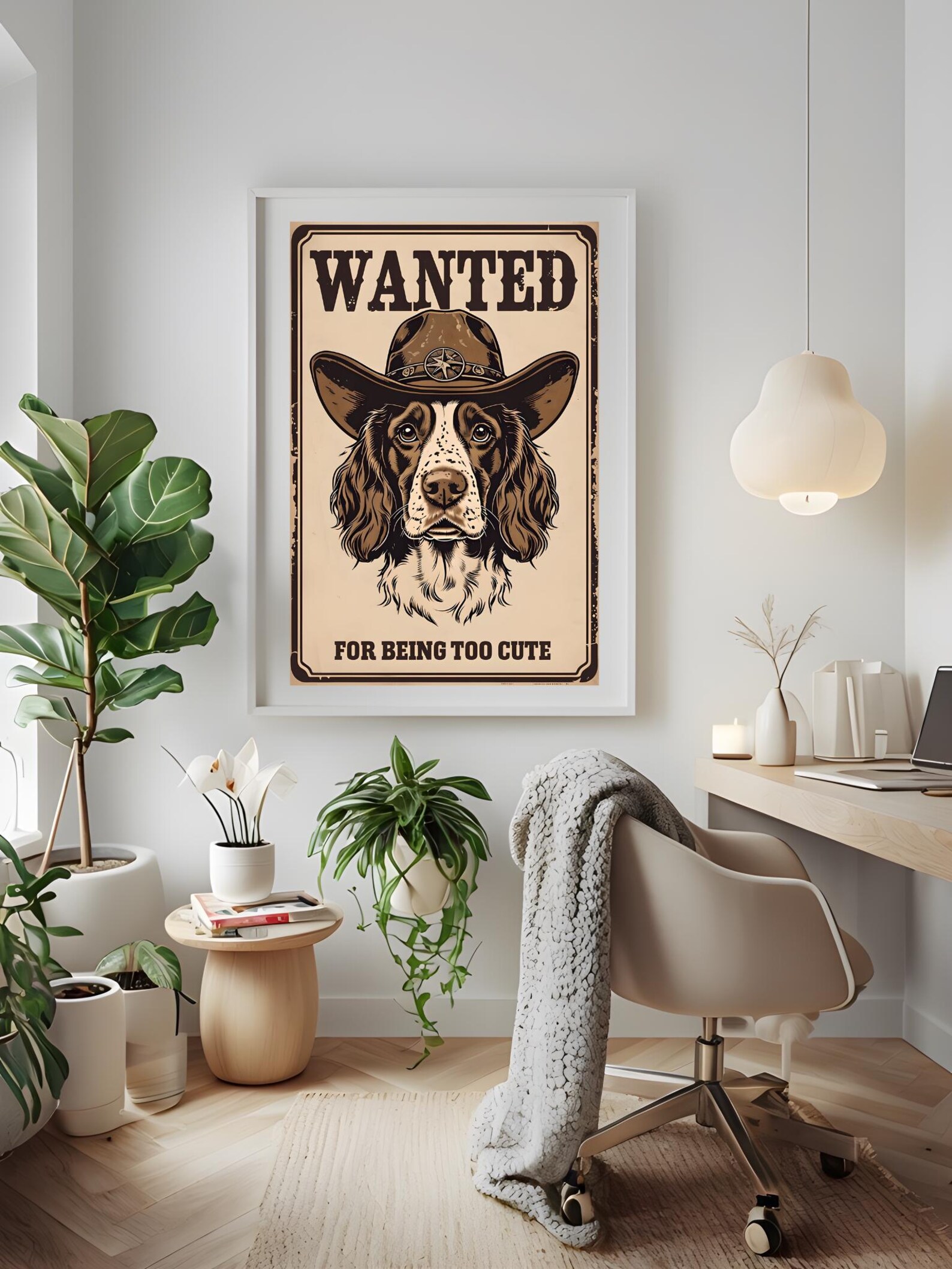 Wanted Poster Dog Wall Art – Funny Western Spaniel Print – Instant ...