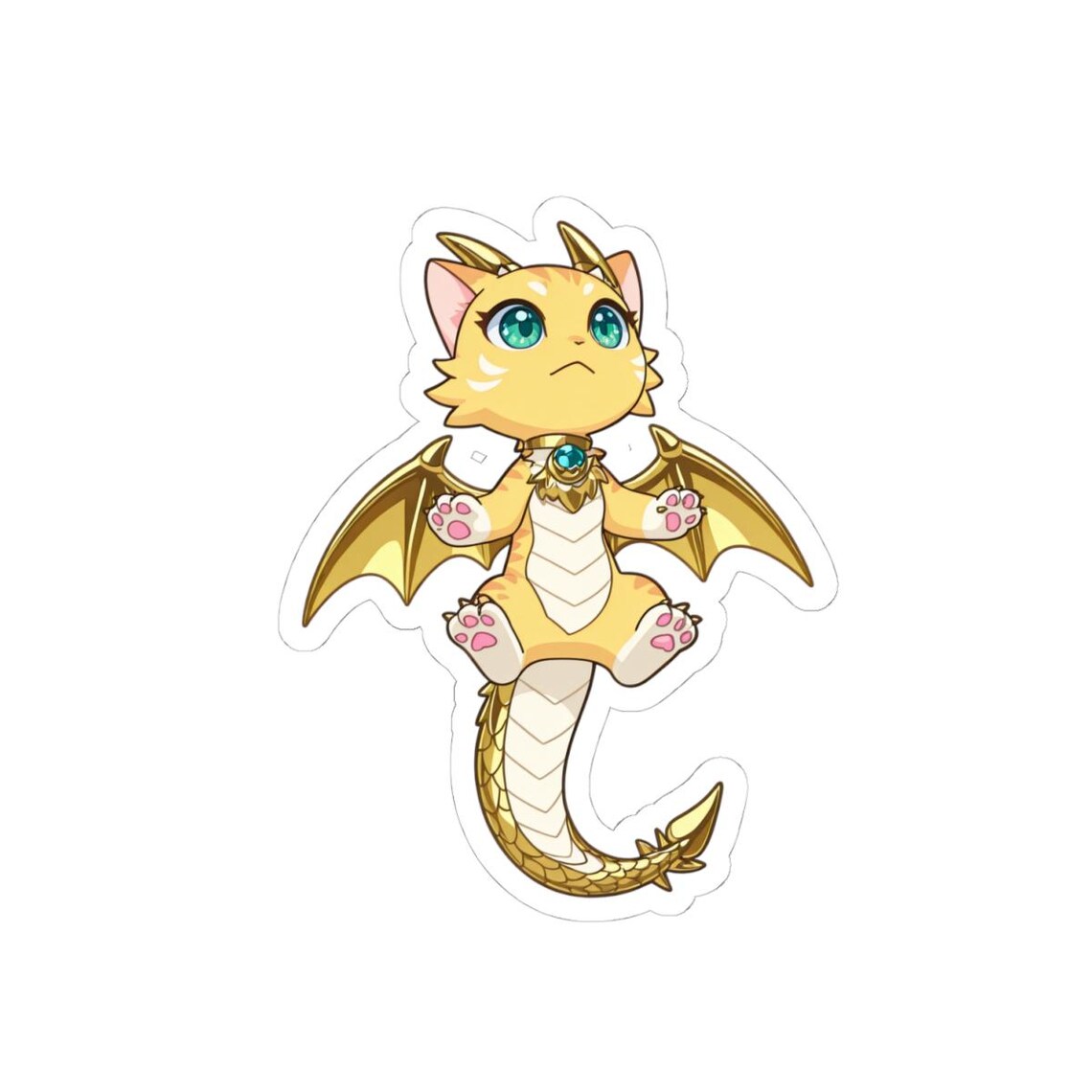 Golden Dragon Cat Sticker: Chibi Kawaii Design - Glossy Finish - Etsy